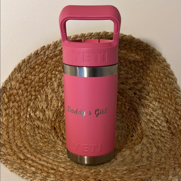 Yeti | Dining | Nwot Yeti Rambler Jr 2oz Pink Water Bottle Custom Text ...